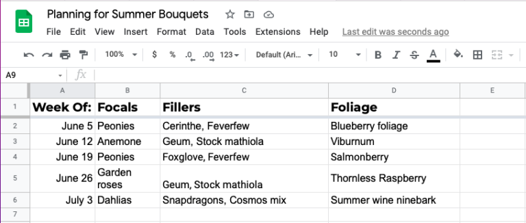 Use a Spreadsheet to Make Detailed Plans for Your Flower Garden ...